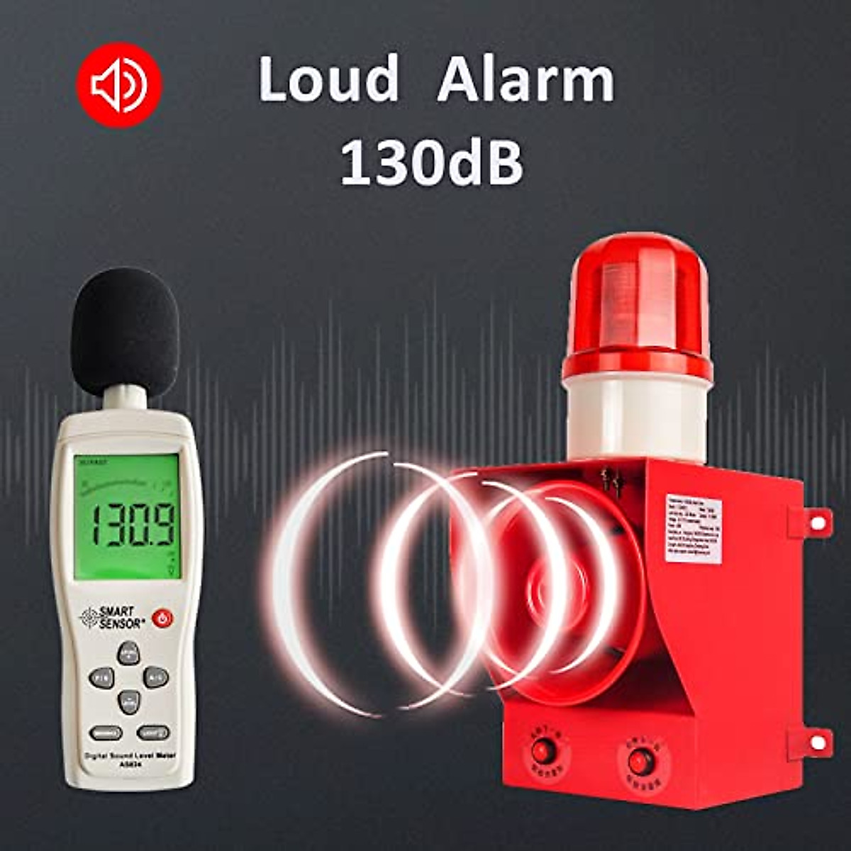 YASONG SLA-05B Model Industrial Alarm Siren, 0-130dB 12 Horn Tones Switchable, AC110V-120V 45W High Power for Noisy Environment Emergency Alarm Range of 100-150 Meters - Fire Tornado Alarm