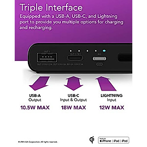 ZMI LevPower M10 MFi & Qi Certified USB PD Portable Charger with USB-C & Lightning Ports, Wireless Power Bank Compatible with iPhone 14/13/12/11/Pro/Max/X/XS/XS Max/8/8 Plus & iPad