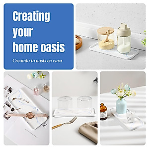 Plentio 9" Stone Rectangle Bathroom Tray for Counter - Unique Luxury Decor Gift-Diatomaceous Earth Tray for Bathroom, Kitchen - Countertop Organizer for Jewelry, Perfume, Candles