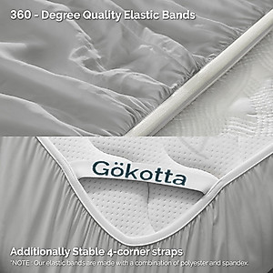 GOKOTTA Fitted Sheet Only - 16 Inch Pocket Bamboo Rayon Fitted Sheet, Super Soft and Cooling Bottom Sheet with 4 Elastic Corner Straps(Grey, California King)