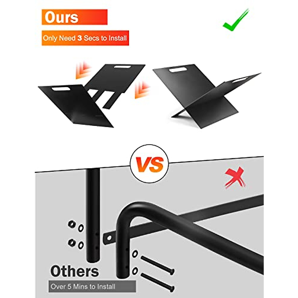 DEERFAMY Firewood Rack Indoor, Heavy Duty Log Holder for Outdoor Fireplace Wood Storage, Black