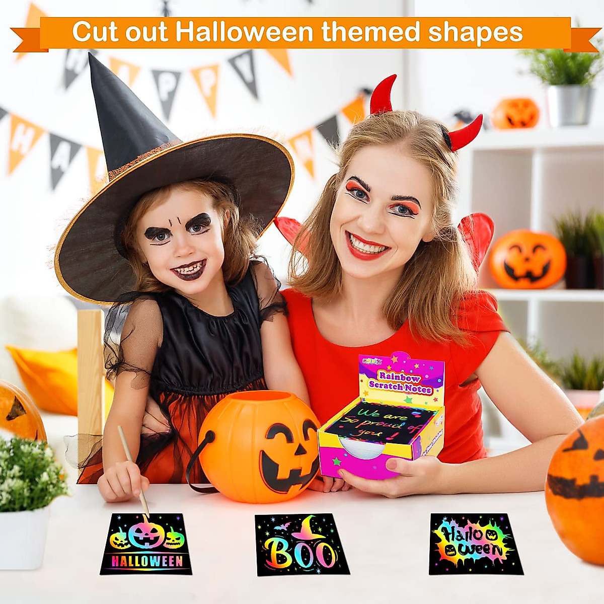 pigipigi Scratch Notes Art for Kids - 125 Mini Rainbow Scratch Paper Sheets with 5 Styluses Magic Scratch Crafts Art Supplies Kit for Girls Boys Toys Easter Games Party Favors Birthday