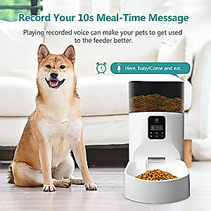 Automatic Cat Feeder, 7L Food Dispenser for Cats and Dogs, Portion Control, Voice Recorder, Programmable Timer for up to 4 Meals per Day