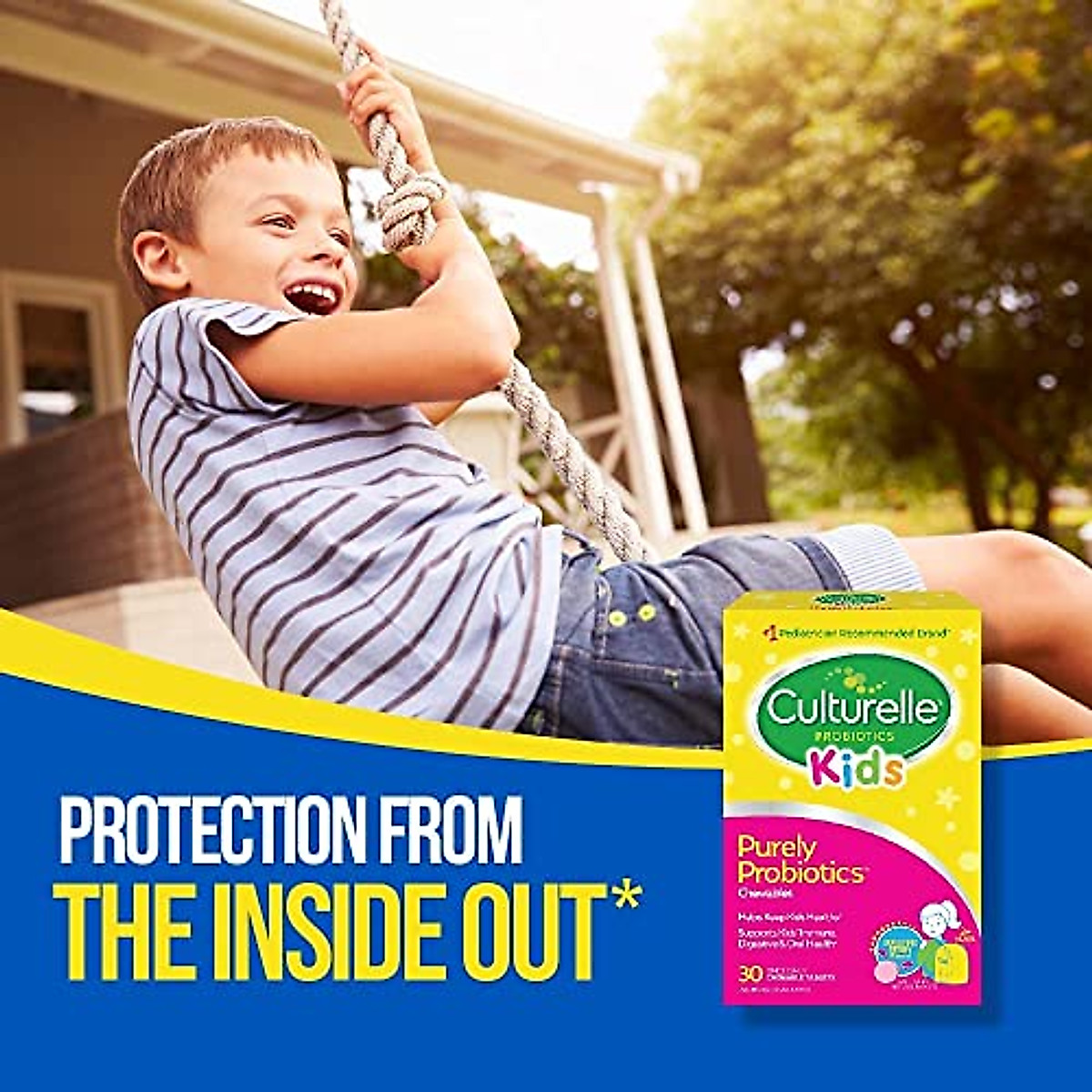 Culturelle Kids Chewable Daily Probiotic for Kids, Ages 3+, 30 Count, #1 Pediatrician-Recommended Brand, Natural Berry Flavored Daily Probiotics for Digestive Health, Oral Care & Immune Support