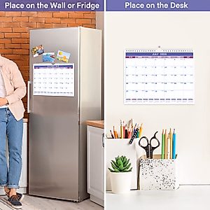 2025-2026 Wall Calendar - 2025-2026 Calendar, Jul.2025 - Dec. 2026, 11" x 8.5", 18 Monthly Calendar 2025-2026, Hanging Hook + Ruled Blocks - Purple