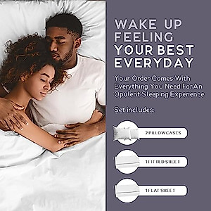 Lincove 100% Cotton Sateen 4 Piece Bed Sheet Set – 400 Thread Count, Ultra Soft Luxury Sheets with 15” Deep Pockets - Includes 1 Fitted Sheet, 1 Flat Sheet, 2 Pillowcases (King, White)