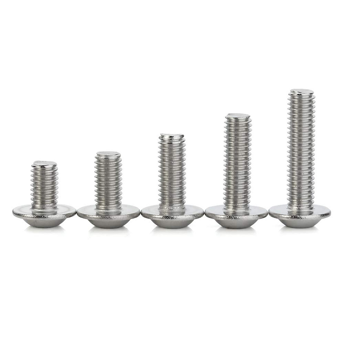 M6 x 10mm 12mm 16mm 20mm 25mm Flanged Button Head Socket Cap Screws, 304 Stainless Steel 18-8, Bright Finish, Fully Threaded, 50 PCS