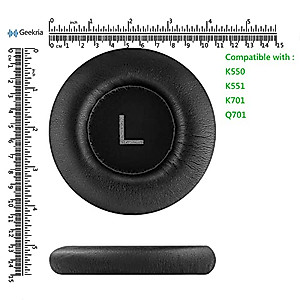 Geekria QuickFit Replacement Ear Pads for AKG K550, K551, K553 MKII Headphones Earpads, Headset Ear Cushion Repair Parts (Black)