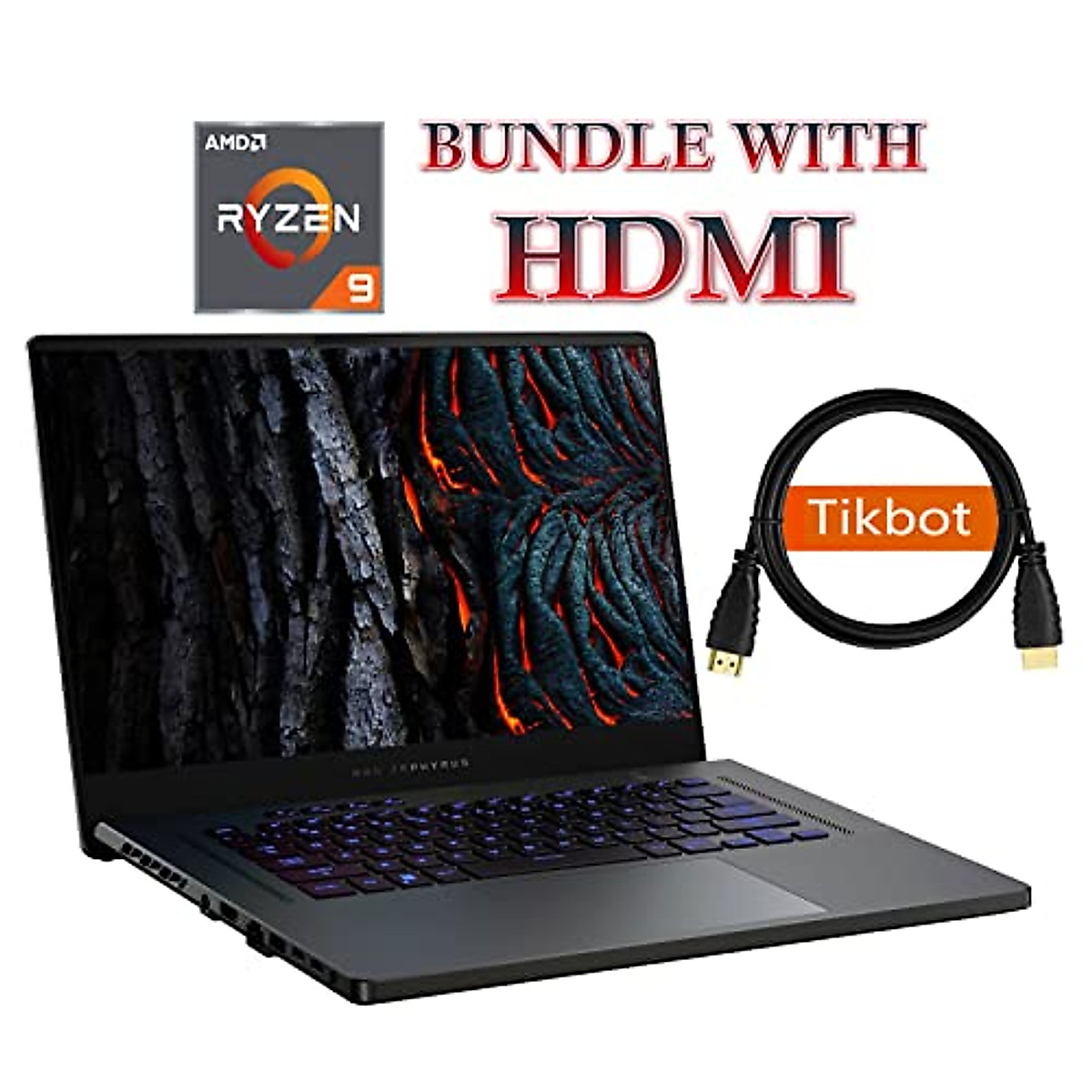 ASUS - ROG Zephyrus 15.6" WQHD 165Hz Gaming Laptop-AMD Ryzen 9 6900HS- NVIDIA GeForce RTX 3060-DDR5 Memory, PCIe SSD – with HDMI Cable (40GB RAM | 1TB PCIe SSD)