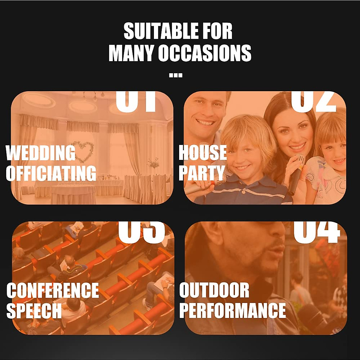 G-MARK G120 UHF Wireless Microphone System Professional, 2 Channel Metal Handheld Dynamic Microphones for Home Karaoke, Church, Wedding, Party, Stage, Meeting, Speech