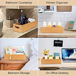 Toilet Paper Storage - Bamboo Bathroom Tray with Handles - Wooden Basket for Toilet Tank Top and Counter, or Rustic Home Decor Box for Vanity