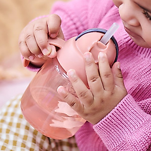 Tommee Tippee Superstar Weighted Straw Cup for Toddlers, 6 months+, 10oz, Shake and Spill-Proof, Antimicrobial Straw, Pack of 2, Pink