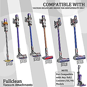 Fullclean Mount Holder for Dyson V15 V7 V11 V8 V10 Absolute Animal Trigger Motorhead Outsize Detect Vacuum Cleaner Attachments Organizer With Expansion Screws,Use On Docking Station Or On Wall