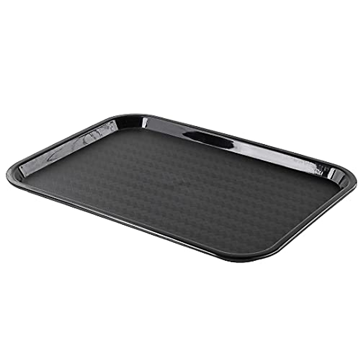 Restaurantware 12 x 16 Inch Fast Food Trays 10 Rectangle Plastic Serving Trays - Dishwashable Textured Black Plastic Cafeteria Trays For Meals And Glassware