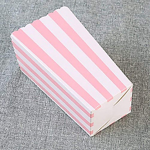 BinaryABC Popcorn Boxes,Stripe Pattern Decorative Dinnerware for Party,11.5 x 5CM,24pcs,Pink
