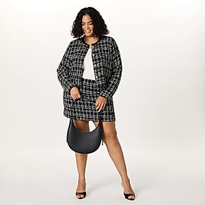 The Drop Women's Aida Cropped Boucle Jacket Black, XXL, Plus Size