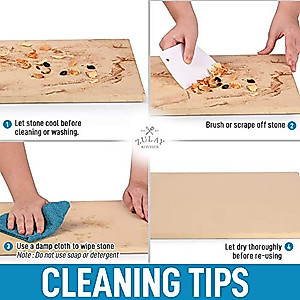 Zulay Kitchen Large Pizza Stone For Oven And Grill - Free Bench Scraper Included - Thermal Shock Resistant Baking Stone - Cooking Stone - 15 x 12 Inch