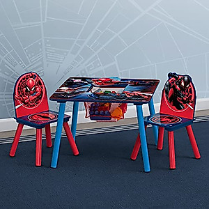 Delta Children Marvel Spider-Man Kids Table Set with Storage (2 Chairs Included) Greenguard Gold Certified, Blue/Red