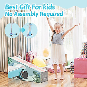 Electric Scooter for Kids Gobazaar, LED Light-up Wheels, 3 Height Adjustable, C-Shaped Handle, Lean-to Steer Design, 3 Wheel Scooter for Kids 2-10Y, Best Children's Gifts