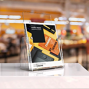 MaxGear Acrylic Brochure Holder 6 x 9 Inches, Clear Literature Holder Acrylic Countertop Organizer Plastic Flyer Display Stand Clear Bi-fold Magazine Holder for Pamphlet, Booklet, Menu, 2 Pack