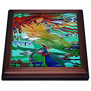 3dRose Mythology Mermaid Trivet with Ceramic Tile, 8 by 8", Brown