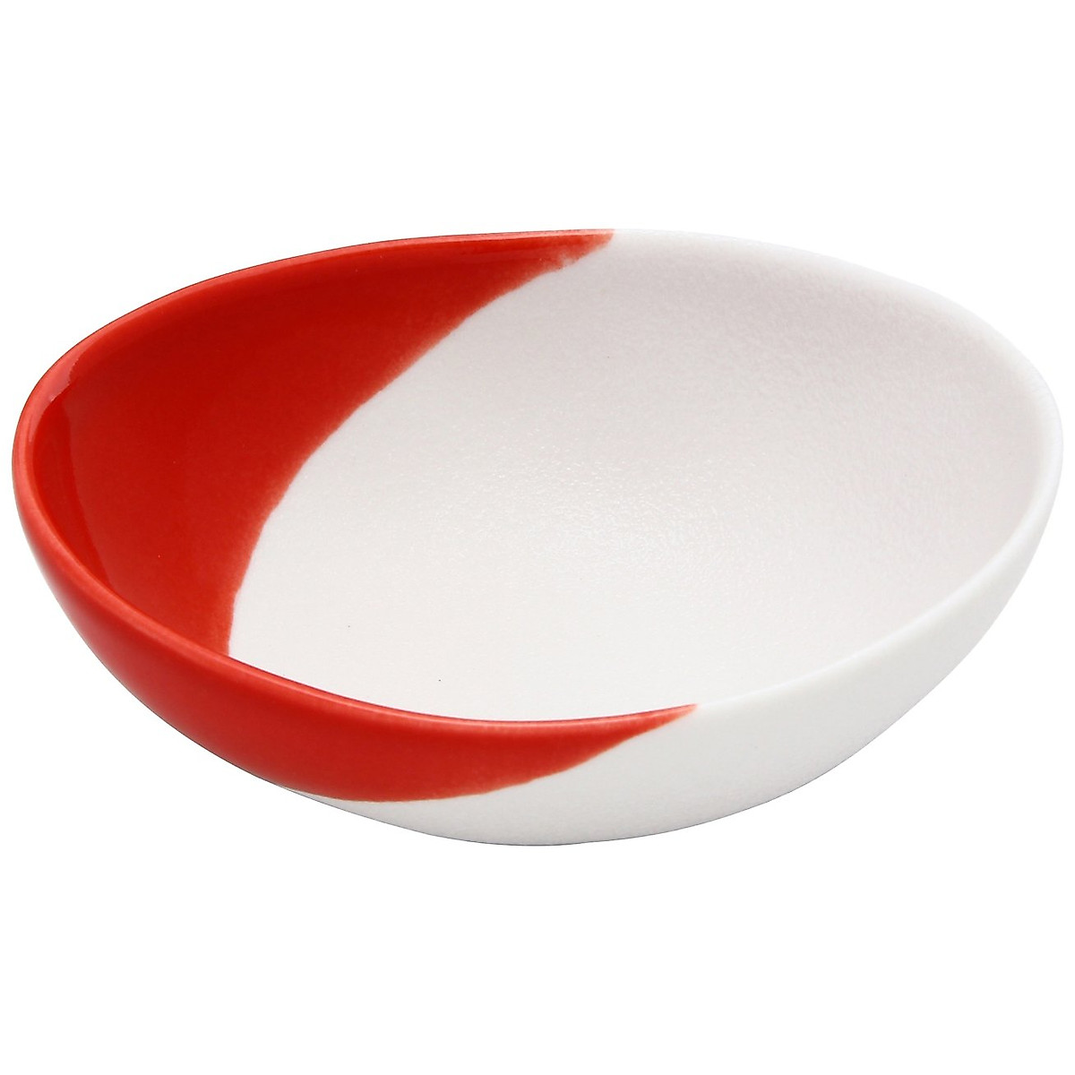 24to3西富陶磁器(Nishitomi) Arita Ware Kinsen Kiln Oval Small Bowl Red Snow