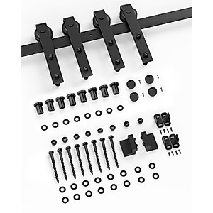 ZEKOO 11 FT Hardware Kit for Cabinet Closet, Sliding Door Hardware for Double , Heavy Duty Black barn door Track with Steel Hanger, Slide Smoothly Quietly, Easy Install