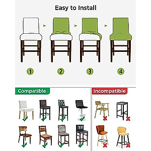 Navy Blue Gold Bar Stool Chair Covers with Backs Set of 4,Stretch Pub Counter Height Chairs Slipcovers Furniture Seat Protector for Kitchen Dining Room Cafe,Marble Modern Art Abstract Gradient Gray