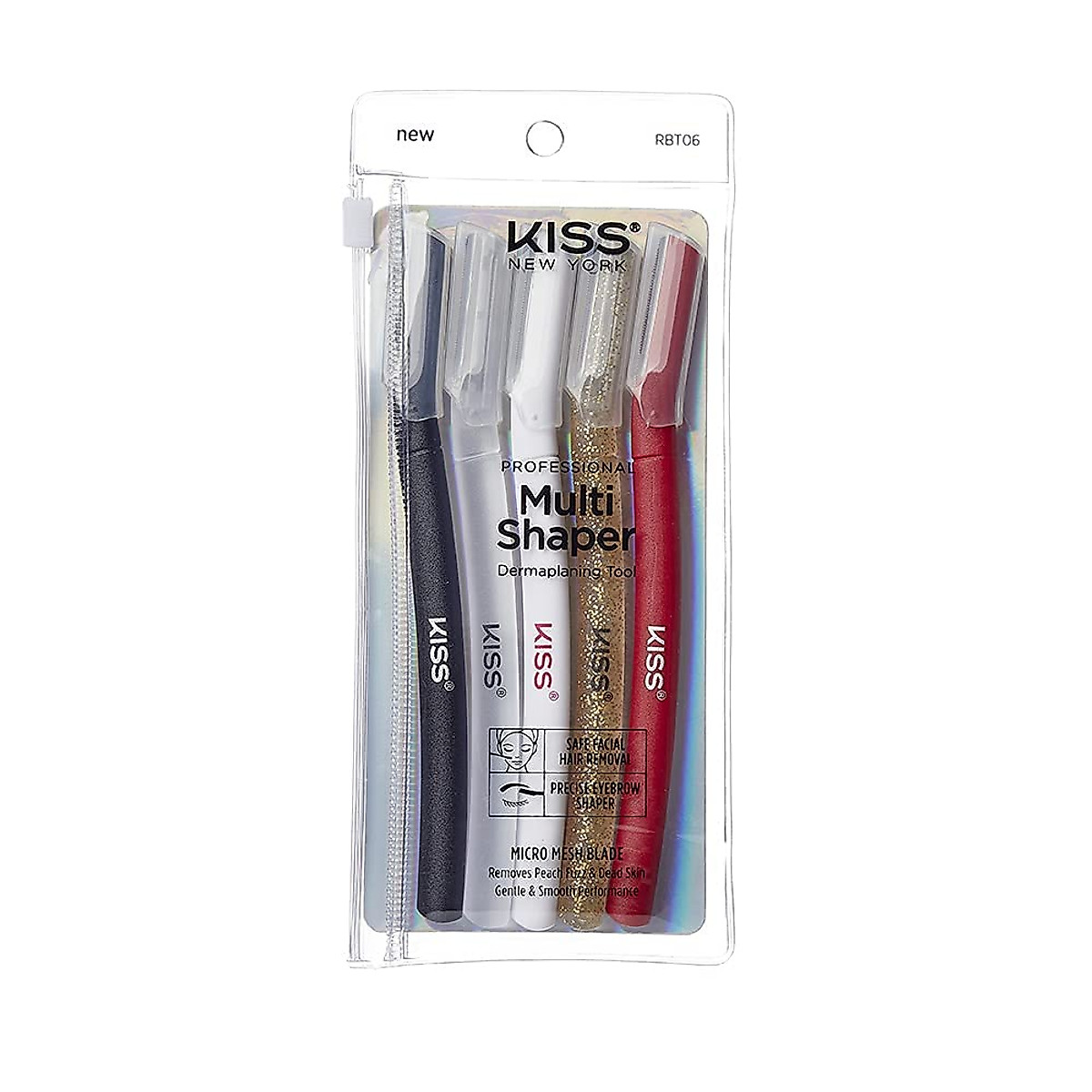Kiss New York Eyebrow Razor Trimmer Facial Hair Shaper Remover, Multipurpose Exfoliating Dermaplaning Dermaplane Shaving Tools for Men & Women 5 Count