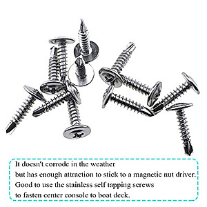 Hao Pro #8 x 3/4" Flat Head Phillips Self Tapping Drilling Bolts Screws with Drill Point Keep Flush Go in Cut Thread Clean Secure Well Sturdy Easy Drive Not Rust Dull 410 Stainless Steel 60PCS