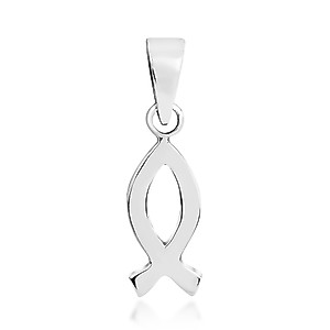 AeraVida Faithful Ichthys Jesus Fish .925 Sterling Silver Pendant | Christian DIY Pendant for Men | Christian Fish Necklace
