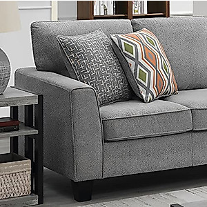 112" Wide Large Modern Upholstered L-Shaped Sectional Sofa with 4 Cushions, Modern Tufted Micro Cloth Couch with Soft Memory Foam Seats, 5 Seater Sofa - Light Grey - Oliver & Smith