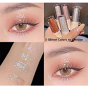 Go Ho Glitter Eyeshadow Makeup,Liquid Glitter Under Eye Shadow Bling,Glitter Eyeliner Diamond Sparkle Eye Stick,Shimmer and Shine Makeup Glitter Lip Gloss for Women Korean Makeup,01# Pink Purple