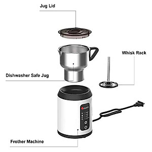 Casara Milk Frother and Steamer Machine, Warm and Cold Milk Foamer,Professional Frothing Standard,4-in-1 Functions,Dishwasher Safe,27oz Detachable Foam Maker for Latte,Cappuccinos,Hot Chocolate