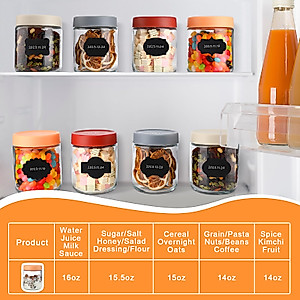 Hushee 12 Pcs 16 oz Overnight Oats Containers with Lids Wide Mouth Mason Jars Leak Proof Yogurt Containers with Lids Meal Containers for Parfait Fruit Salad Dressing Beans Sugar Storage Supplies