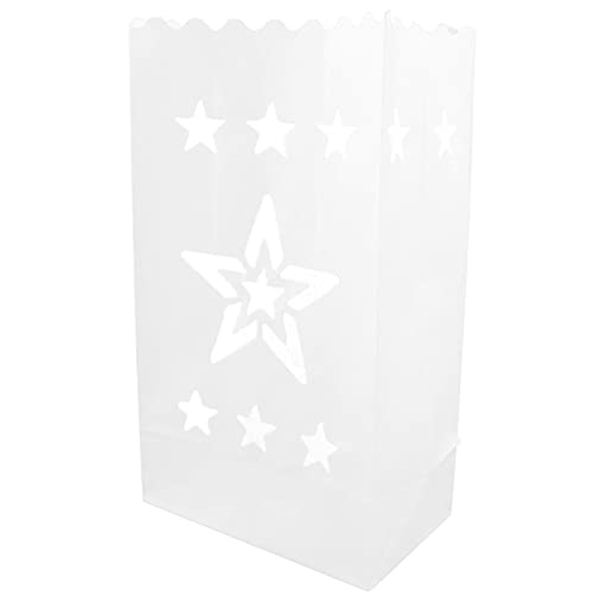 CleverDelights White Luminary Bags - 50 Count - Star Design - Wedding Party Christmas Holiday Luminaria