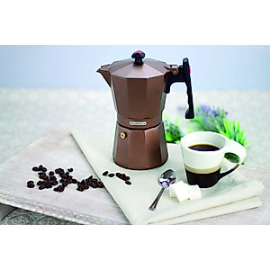 MAGEFESA ® Colombia Brown Stovetop Espresso Coffee Maker, 6 cups / 10 oz, make your own home italian coffee with this moka pot cuban coffee, made in extra thick aluminum, safe and easy to use, café