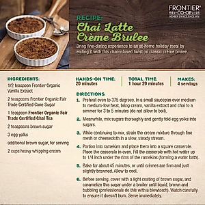 Frontier Co-op Organic Chai Tea, 1-Pound Bulk, Robust Combination of Black Tea & Spices, Great as Hot Tea & Crème Brulee