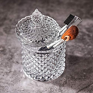 Magcolor Glass Jar Bathroom Accessories Set - Hand Soap Dispenser and Qtip Holder Set 3 pc