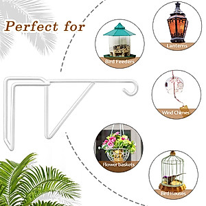 Gicare 4 Pack Vinyl Fence Hooks, Heavy Duty Durable White Fence Plant Hangers for Outdoor, Over The Fence Hooks, Patio Hooks for Hanging Plants, Flower Baskets, Bird feeders, Lights, Pool Equipment