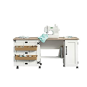 Sauder Miscellaneous Craft Cart, L: 39.29" x W: 19.49" x H: 28.54", Soft White finish