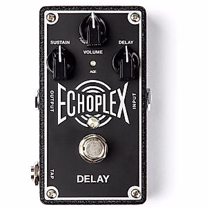 Briskdrop Dunlop EP103 Echoplex Delay Guitar Effects Pedal Bundle with 3 MXR Patch Cables and Dunlop Power Supply, EP103bundle