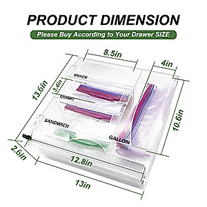 Acrylic Ziplock Bag Storage Organizer, EFOBO Foil Plastic Wrap Ziplock Bag Organizer, Food Storage Baggie Organizer with Foil Dispenser, Drawer Baggie Holder for Gallon, Quart, Snack & Sandwich Bags