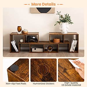 BUSHLY 3 Pieces Console TV Stand, Modern Multimedia Furniture for 50 55 60 65 Inch Flat Screen TV, DIY Open Storage Bookcase Shelf for Storage and Display, Suitable for Living Room Bedroom (Brown)