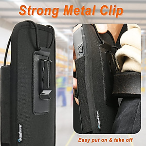 Large Scanner Holster, Rugged Vertical Carrying Case Pouch for Zebra TC75x, TC75, TC70x, TC70, TC72, TC77, M60, MC65, MC67 Mobile Computer Handheld Barcode Scanner Holder with Metal Belt Clip (Black)
