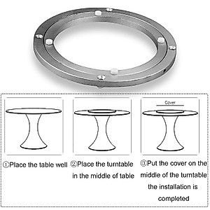 8 Inch Lazy Susan Hardware, A+Selected Heavy Duty Aluminium Lazy Susan Turntable, Sliver Rotating Turntable Bearing Table Base, Round Swivel Plate for Glass, Granite or Wood Kitchen Ding Table