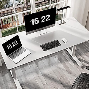 It's_Organized Gaming Desk, 60 Inch White I Shaped Computer Desk PC Gamer Desk Study Writing Laptop Table Workstation with Free Mouse Pad, Computer Workstation for for Home Office Gaming Working