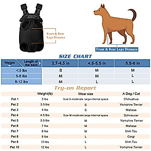 YUDODO Pet Dog Carrier Backpack Adjustable Dog Front Carrier, Legs Out Easy-Fit Dog Travel Backpack Carrier for Hiking Camping for Small Medium Dogs Cats and Rabbits (Small (Pack of 1), A-Black)