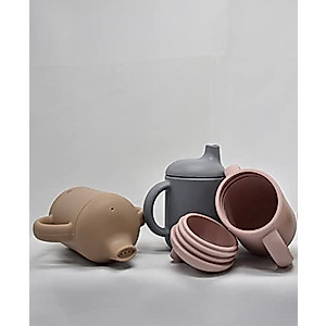 TeenyBearProducts Silicone Sippy Cup, 4oz, Training Cup With Non Slip Handles, 100% Food Grade Silicone (Slate, 1)