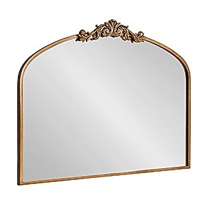 Kate and Laurel Arendahl Ornate Traditional Arch Mirror, 36 x 29, Gold, Decorative Baroque Style Arched Vintage Gold Mirror with Wide Frame and Ornamental Crown